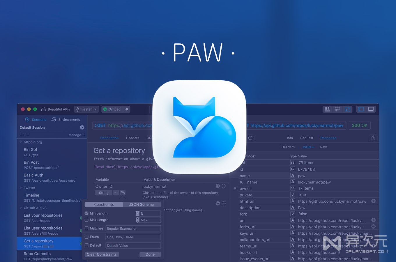 Paw - 全功能 HTTP 请求测试分析工具 / REST API / 网络调试 / WEB 开发辅助 - 异次元软件下载