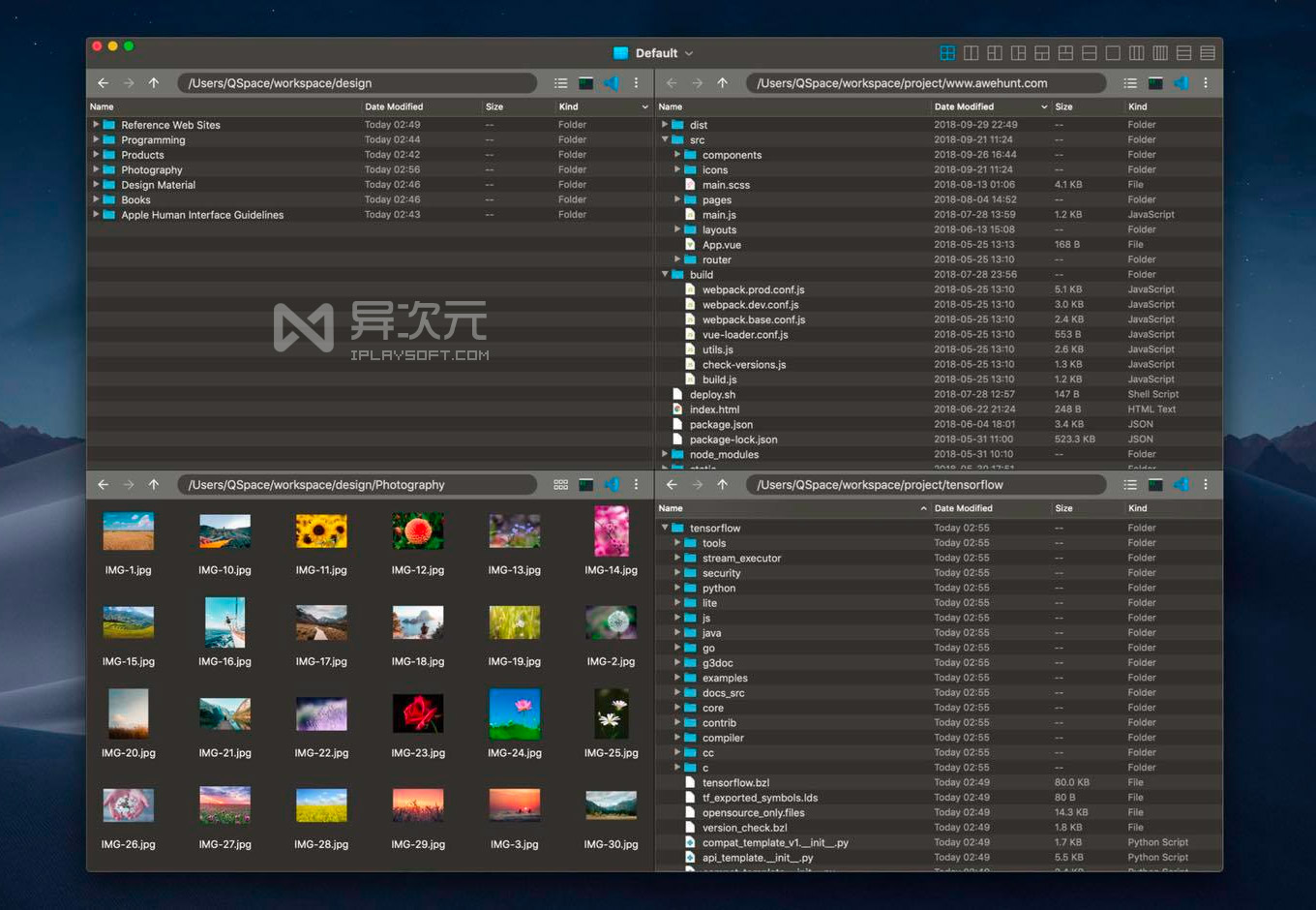 比 Mac 访达强太多了！QSpace - 多窗格/多分栏的增强文件管理器 (支持连接服务器) - 异次元软件下载