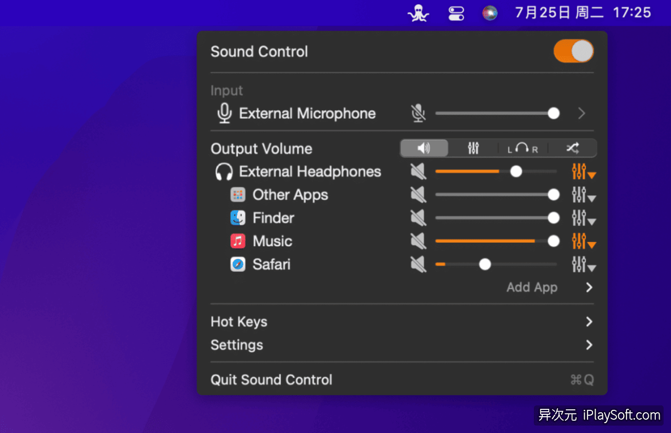 Sound Control 3 - 苹果 Mac 音量单独控制工具 / 低音增强 (解决声音忽大忽小) - 异次元软件下载