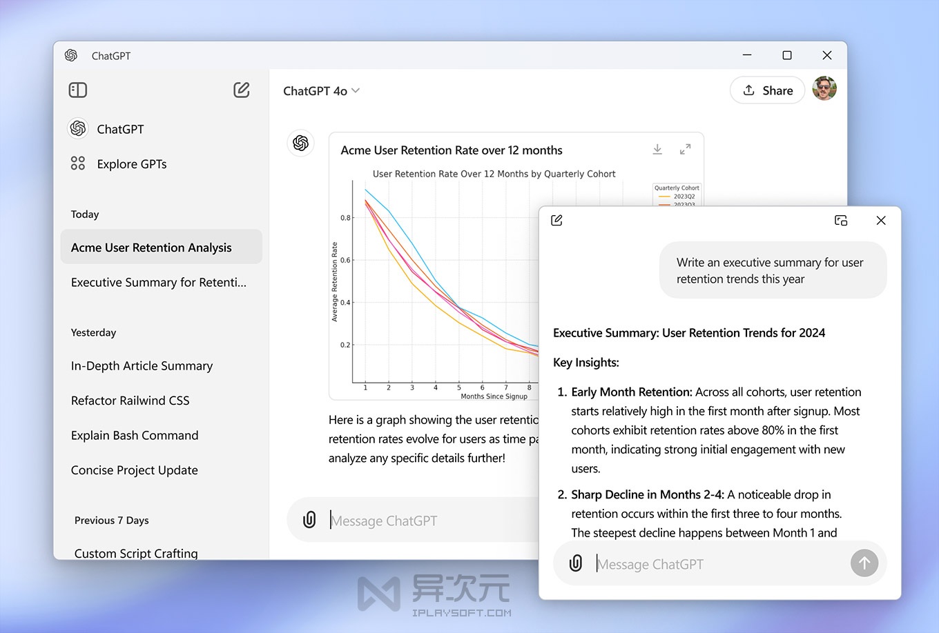 ChatGPT 推出 Windows 与 Mac 桌面应用！直接能用最新 o1 模型、一键呼出对话框 - 异次元软件下载